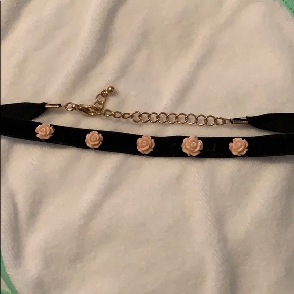 Jewelry | Black Choker With Pink Roses | Poshmark